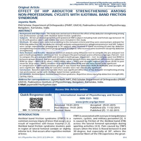 Ijpr.2015.105EFFECT OF HIP ABDUCTOR STRENGTHENING AMONG NON-PROFESSIONAL CYCLISTS WITH ...