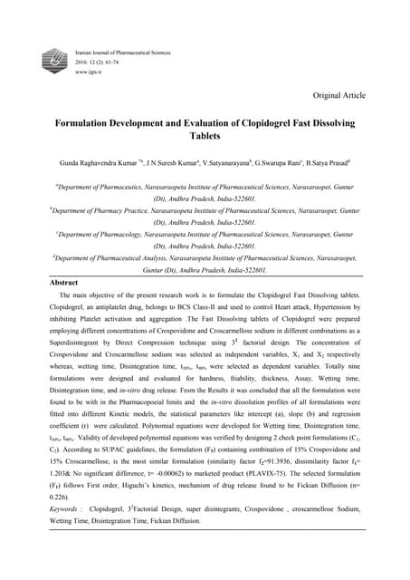 Formulation And Evaluation Of Fast Dissolving Tablets Pdf