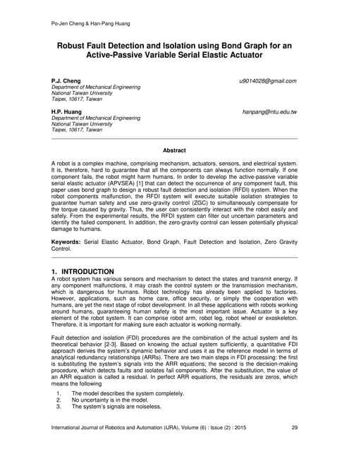 Robust Fault Detection And Isolation Using Bond Graph For An Active