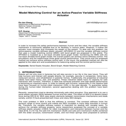 Model Matching Control for an Active-Passive Variable Stiffness ...