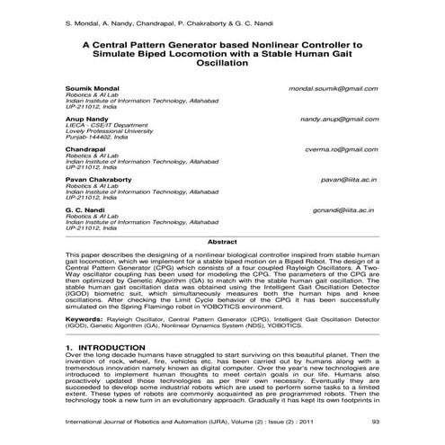 A Central Pattern Generator based Nonlinear Controller to Simulate Biped Locomotion with a ...