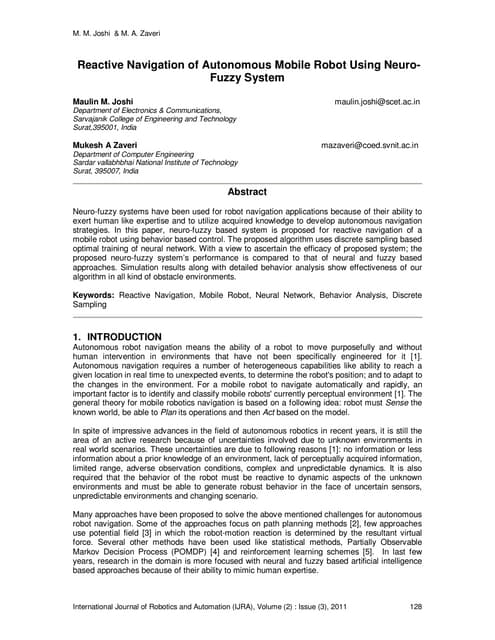Reactive Navigation Of Autonomous Mobile Robot Using Neuro Fuzzy System 4642