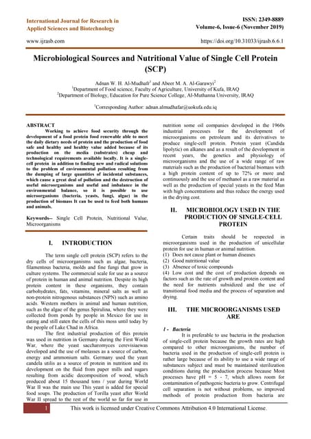 SINGLE CELL PROTEIN | PDF | Chemistry | Science