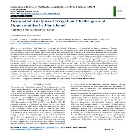 Geospatial Analysis of Irrigation Challenges and Opportunities in Jharkhand | PDF | Agriculture ...
