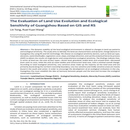 The Evaluation of Land Use Evolution and Ecological Sensitivity of ...