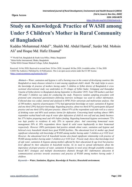 WASH( Water Sanitation and Hygiene) by Dr Sushma Singh | PPT