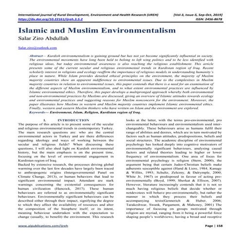 Islamic and Muslim Environmentalism | PDF