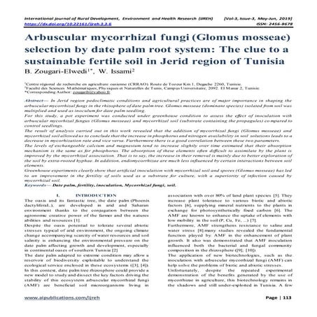 Arbuscular mycorrhizal fungi (Glomus mosseae) selection by date palm root system: The clue to a ...