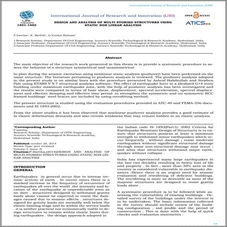 Design And Analysis Of Multi Storied Structures Using Static Non Linear