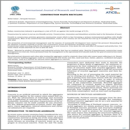 CONSTRUCTION WASTE RECYCLING | PDF