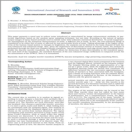 Ijri Ece 01 02 Image Enhancement Aided Denoising Using Dual Tree Complex Wavelet Transform Pdf