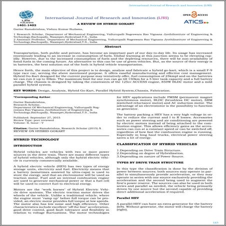 A REVIEW ON HYBRID GOKART in International Journal of Research and ...