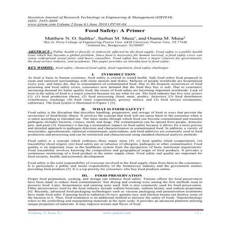 Food Safety: A Primer | PDF