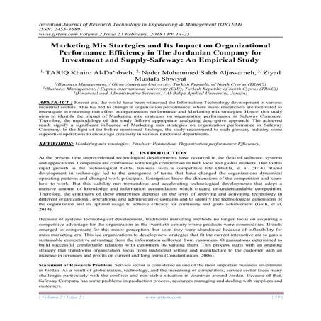 Marketing Mix Startegies and Its Impact on Organizational Performance ...