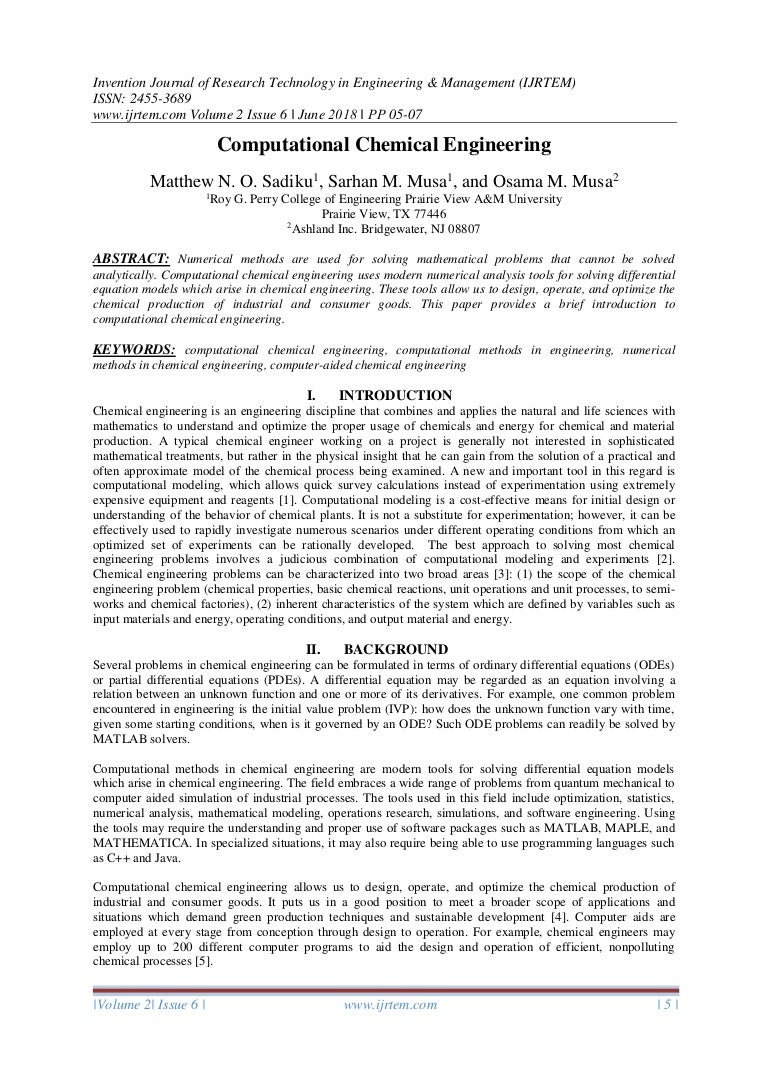 Computational Chemical Engineering