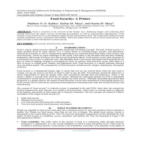 Food Security: A Primer | PDF | Free Download