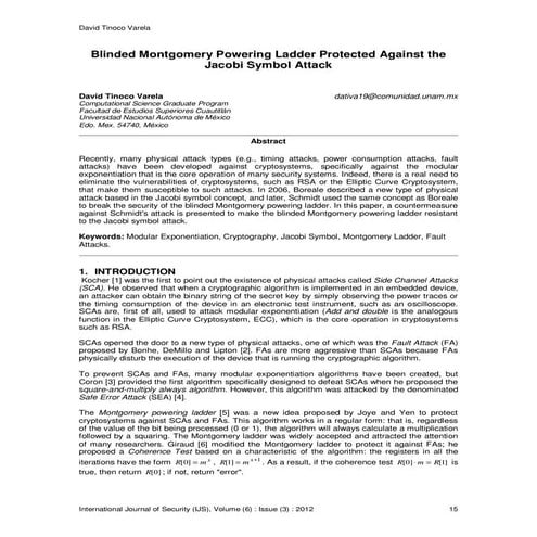 Blinded Montgomery Powering Ladder Protected Against The Jacobi Symbol Attack Pdf