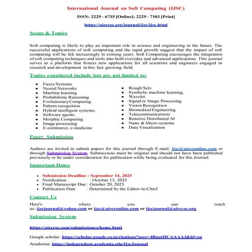 International Journal on Soft Computing (IJSC) | PDF