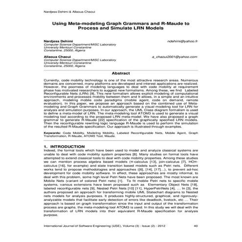 Using Met Modeling Graph Grammars And R Maude To Process And Simulate Lrn Models Pdf