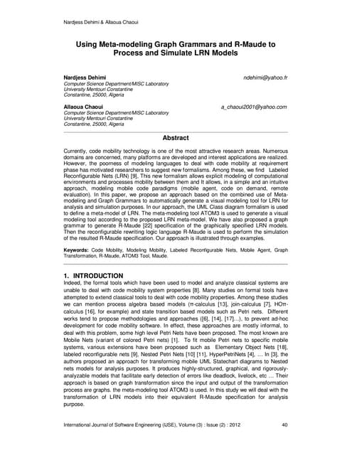 Using Met Modeling Graph Grammars And R Maude To Process And Simulate Lrn Models Pdf
