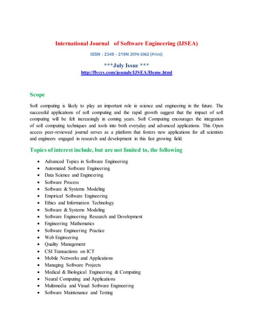 International Journal of Software Engineering (SEIJ) | PDF