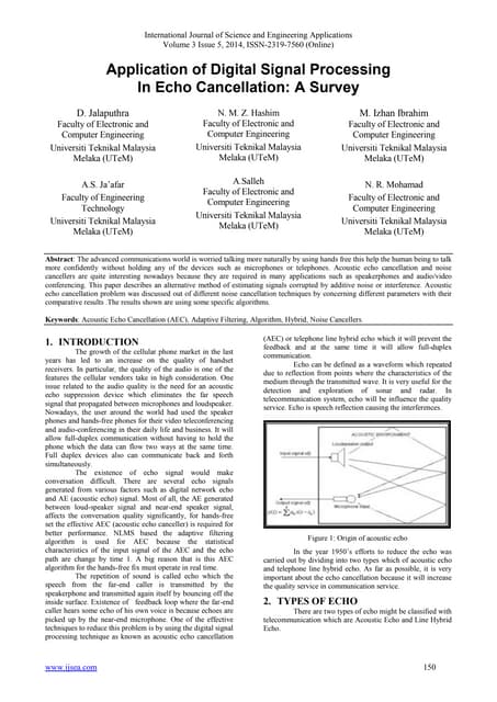 Echo Cancellation Algorithms using Adaptive Filters: A Comparative Study | PDF