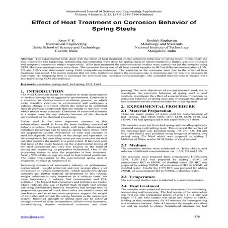 Effect of Heat Treatment on Corrosion Behavior of Spring Steels | PDF
