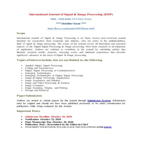 International Journal of Signal &Image Processing (IJSP) | DOCX