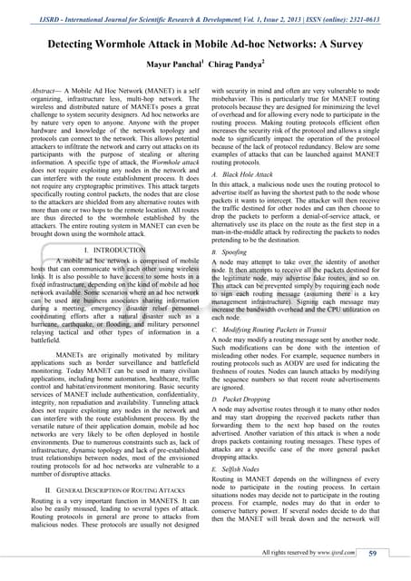 Detecting Wormhole Attack In Mobile Ad Hoc Networks A Survey Pdf