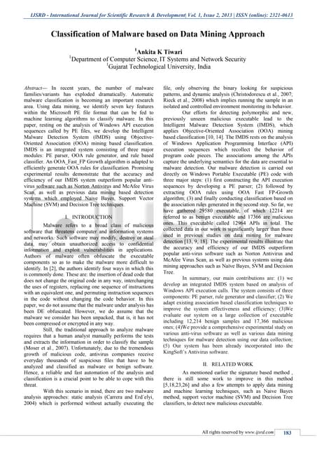 Classification Of Malware Based On Data Mining Approach Pdf