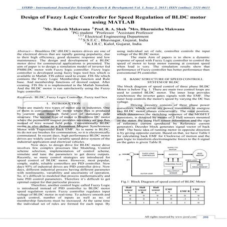 Design Of Fuzzy Logic Controller For Speed Regulation Of Bldc Motor Using Matlab Pdf 