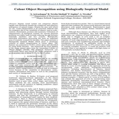 Colour Object Recognition Using Biologically Inspired Model Pdf