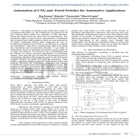 Automation of CNG and Petrol Switches for Automotive Applications | PDF