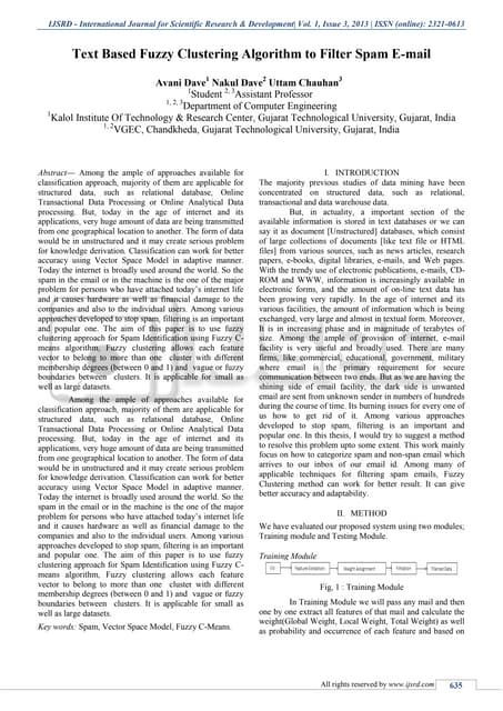 Text Based Fuzzy Clustering Algorithm to Filter Spam E-mail | PDF Text Based Fuzzy Clustering Algorithm to Filter Spam E-mail | PDF