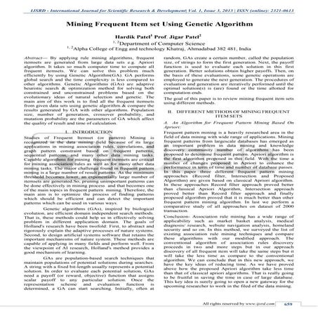 Mining Frequent Item set Using Genetic Algorithm | PDF