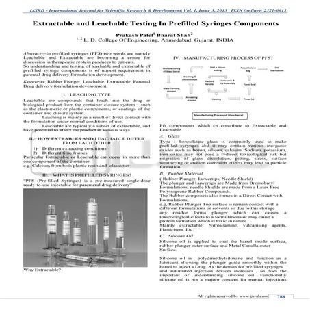 Extractable and Leachable Testing In Prefilled Syringes Components | PDF