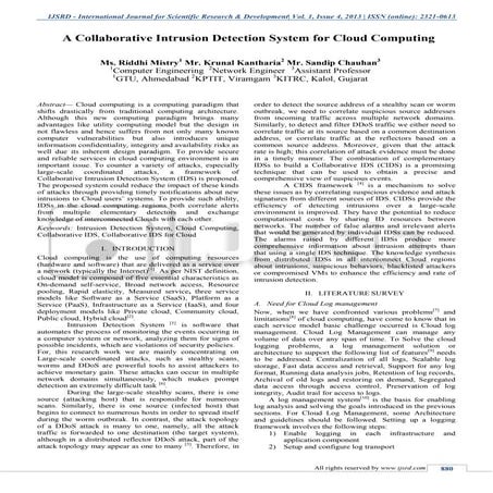 A Collaborative Intrusion Detection System For Cloud Computing Pdf