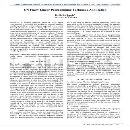 On Fuzzy Linear Programming Technique Application Pdf