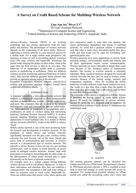 A Survey On Credit Based Scheme For Multihop Wireless Network Pdf