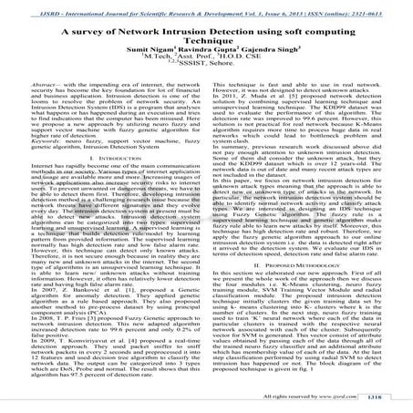 A Survey Of Network Intrusion Detection Using Soft Computing Technique