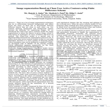 Image segmentation Based on Chan-Vese Active Contours using Finite Difference Scheme | PDF