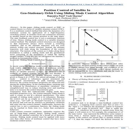 Position Control Of Satellite In Geo Stationary Orbit Using Sliding Mode Control Algorithm Pdf