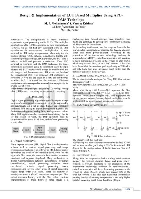 Design And Implementation Of Lut Based Multiplier Using Apcoms Technique Pdf