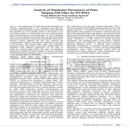 Analysis Of Simulation Parameters Of Pulse Shaping Fir Filter For Wcdma Pdf Computer