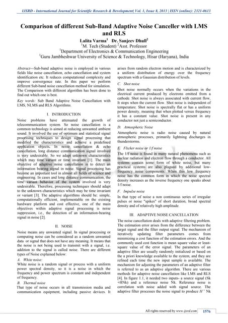 Adaptive Noise Cancellation | PPTX | Digital Audio | Computer Software and Applications