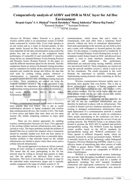 Performance Comparison Of Aodv And Dsdv Routing Protocols For Ad Hoc Wireless Networks Pdf 7331