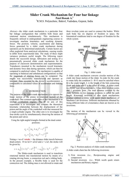 Dynamic force analysis slider crank mechanism | PPTX | Physics | Science