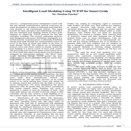 Intelligent Load Shedding Using TCP/IP for Smart Grids | PDF