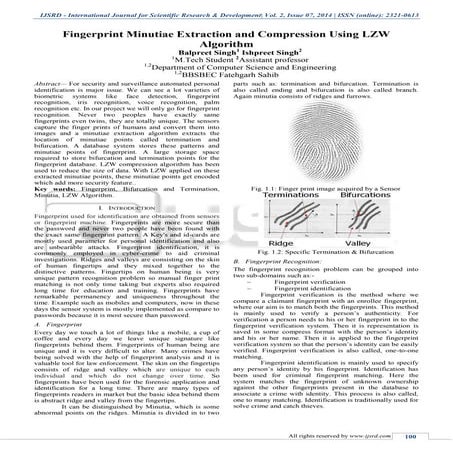 Fingerprint Minutiae Extraction And Compression Using Lzw Algorithm Pdf