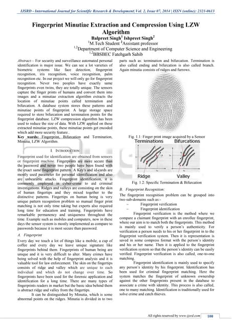 Fingerprint Minutiae Extraction And Compression Using Lzw Algorithm Pdf